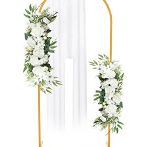 Wedding Arch Backdrop Stand,Gold Metal Door Arched Backdrop Frame Arches Backdrop Stand for Wedding Birthday Graduation Anniversary Celebration Opening Ceremony (6.6x3.3FT)