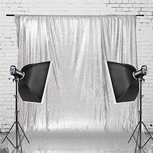 Eternal Beauty Sliver Sequin Wedding Backdrop Photography Background Party Curtain, 10Ft X 10Ft