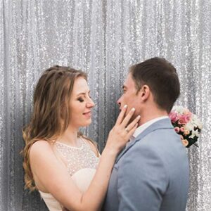 Eternal Beauty Sliver Sequin Wedding Backdrop Photography Background Party Curtain, 10Ft X 10Ft