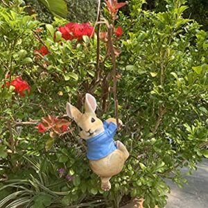 iRonrain Mini Garden Statues Hanging Bunny, Indoor Outdoor Decorations Cute Rabbit Planter Pots Hanger Art Décor Figurine Ornament for Easter Yard Home Garden Patio and Office (Blue)