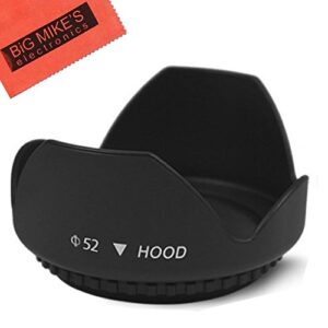 52mm tulip flower lens hood for nikon z5 24-50mm, d3100, d3200, d3300, d5100, d5200, d5300, d5500 with 18-55mm vr ii lens, canon eos m50 mark ii with 55-200mm, fuji xt-200 15-45mm lens