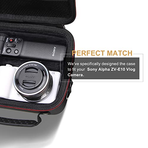 Hard Case for Sony Alpha ZV-E10 / ZV-1F Vlog Camera by LTGEM. Fits Vlogger Accessory Kit Tripod and Microphone - Travel Protective Carrying Storage Bag (Black)