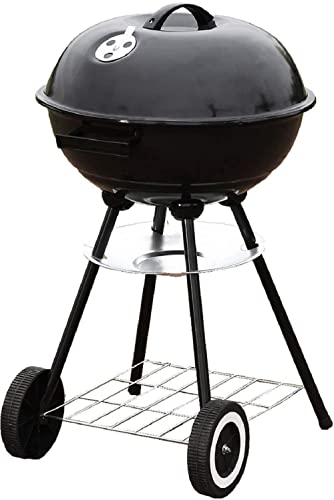 Turkish Home Portable Charcoal Grill 18 Inch Round With 2 Wheels - Easy to Clean Outdoor Barbecue Grill For Camping Tailgating and Garden- Durable Kettle Grill