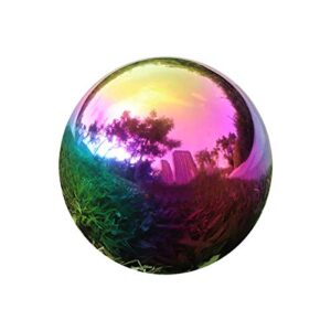 Kesywale Rainbow Gazing Globe Mirror Ball, Home Shiny Stainless Steel Gazing Balls for Gardens Yard Ponds, Pack of 2 (4.7 Inch)