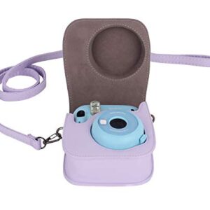 Phetium Instant Camera Case Compatible with Instax Mini 11,PU Leather Bag with Pocket and Adjustable Shoulder Strap (Lilac Purple)