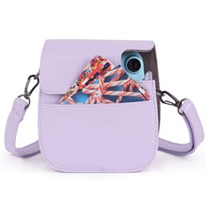 Phetium Instant Camera Case Compatible with Instax Mini 11,PU Leather Bag with Pocket and Adjustable Shoulder Strap (Lilac Purple)