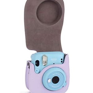 Phetium Instant Camera Case Compatible with Instax Mini 11,PU Leather Bag with Pocket and Adjustable Shoulder Strap (Lilac Purple)