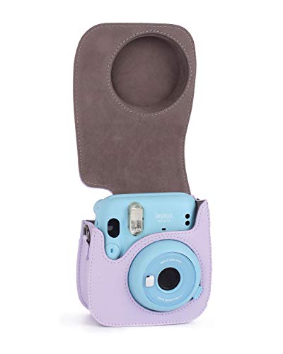 Phetium Instant Camera Case Compatible with Instax Mini 11,PU Leather Bag with Pocket and Adjustable Shoulder Strap (Lilac Purple)