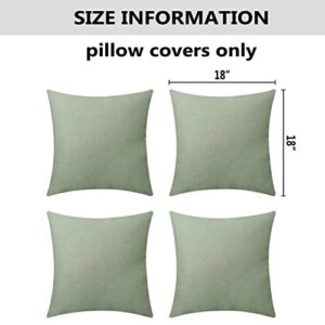 Home Brilliant Outdoor Pillows Covers Waterproof Sage Pillow Covers for Patio Garden Bedroom Backyard, 18x18 inch, Sage Green Grey