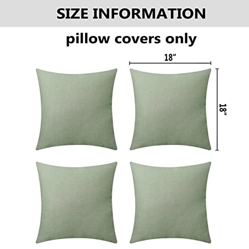 Home Brilliant Outdoor Pillows Covers Waterproof Sage Pillow Covers for Patio Garden Bedroom Backyard, 18x18 inch, Sage Green Grey