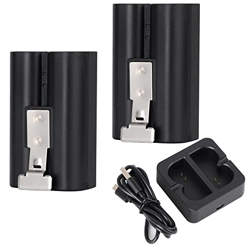 2Sets Battery and USB Charging Station Replacement Compatible with Ring-Doorbell Camera 1 and 2, Spotlight Camera and Stick Up Camera, 2-Pack Batteries/3.65V/6040mAh