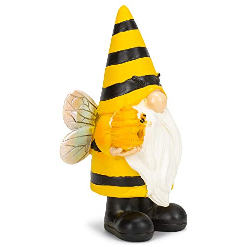 Bumble Gnome Bright Yellow and Black 6 Inches Polyresin Outdoor Garden Statue