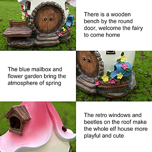 ALLADINBOX Solar Fairy Garden Gnome Accessories Kit - Hand Painted Miniature Fairy House Figurine Set of 4 pcs, Indoor & Outdoor Ornaments Gifts for Girls Boys Adults