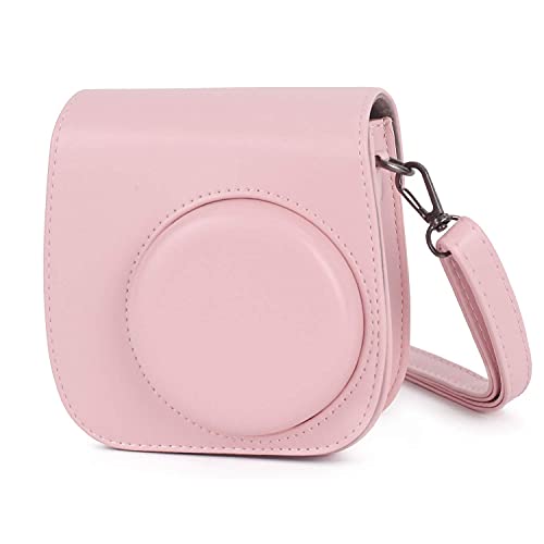 Phetium Instant Camera Case Compatible with Instax Mini 11,PU Leather Bag with Pocket and Adjustable Shoulder Strap (Blush Pink)