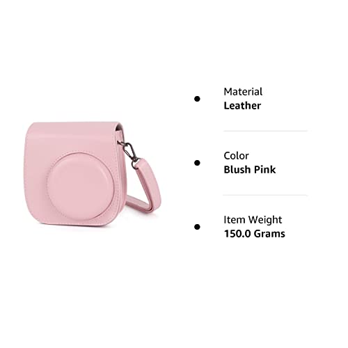 Phetium Instant Camera Case Compatible with Instax Mini 11,PU Leather Bag with Pocket and Adjustable Shoulder Strap (Blush Pink)