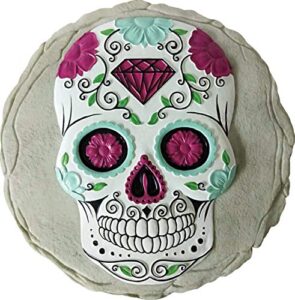 spoontiques – garden décor – sugar skull stepping stone – decorative stone for garden