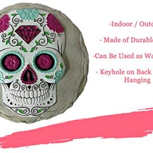 Spoontiques - Garden Décor - Sugar Skull Stepping Stone - Decorative Stone for Garden