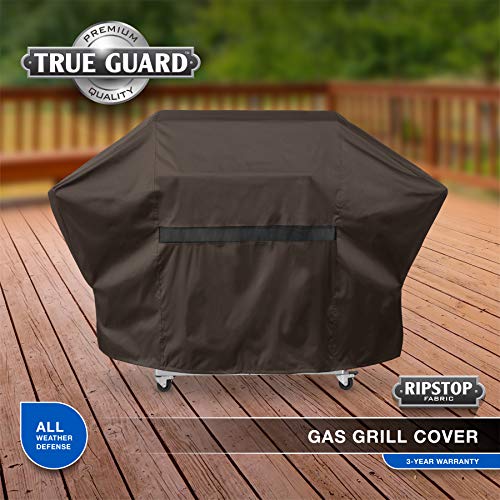 True Guard 100538850 Water Stain/UV Patio Furniture, 600D Rip-Stop Heavy Duty Waterproof Grill, Fade Resistant Outdoor BBQ Cover, 52", Brown