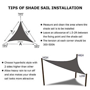 Shade&Beyond Triangle Sun Shade Sail for Patio Lawn Deck Garden Pergola (16'x16'x16', Dark Grey)