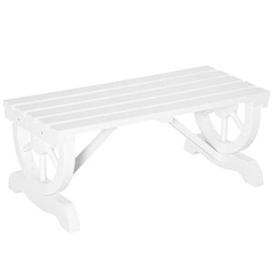 outsunny 2-person garden bench outdoor wagon wheel porch bench for backyard, patio, garden white