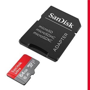 SanDisk 64GB Ultra microSDXC UHS-I Memory Card with Adapter - Up to 140MB/s, C10, U1, Full HD, A1, MicroSD Card - SDSQUAB-064G-GN6MA