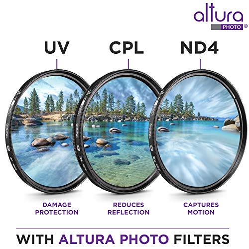 49MM Lens Filter Kit by Altura Photo, Includes 49MM ND Filter, 49MM Polarizing Filter, 49MM UV Filter, (UV, CPL Polarizer Filter, Neutral Density ND4) for Camera Lens w 49MM Filters + Lens Filter Case