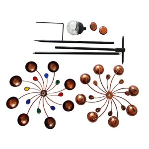 TiuAuiT Wind Spinner Outdoor Metal Multi Color Seasonal LED Lighting Solar Powered Glass Ball with Kinetic Windmill Dual Direction for Patio Lawn Garden