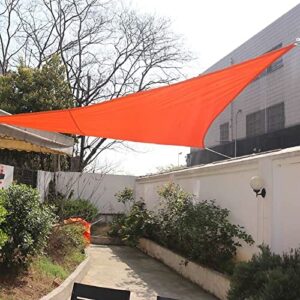 wyi 10 x 10 x 10 ft triangle sun shade sail, waterproof oxford canopy awning shelter 3 ropes, heavy duty block sun shade for patios yard garden outdoor activities, orange