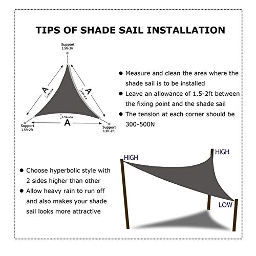 WYI 10 x 10 x 10 Ft Triangle Sun Shade Sail, Waterproof Oxford Canopy Awning Shelter 3 Ropes, Heavy Duty Block Sun Shade for Patios Yard Garden Outdoor Activities, Orange