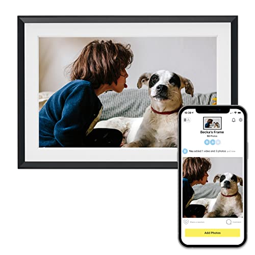 Aura Carver WiFi Digital Picture Frame | The Best Digital Frame for Gifting | Send Photos from Your Phone | Quick, Easy Setup in Aura App | Free Unlimited Storage | Gravel with White Mat