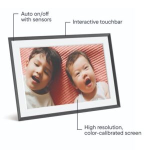 Aura Carver WiFi Digital Picture Frame | The Best Digital Frame for Gifting | Send Photos from Your Phone | Quick, Easy Setup in Aura App | Free Unlimited Storage | Gravel with White Mat