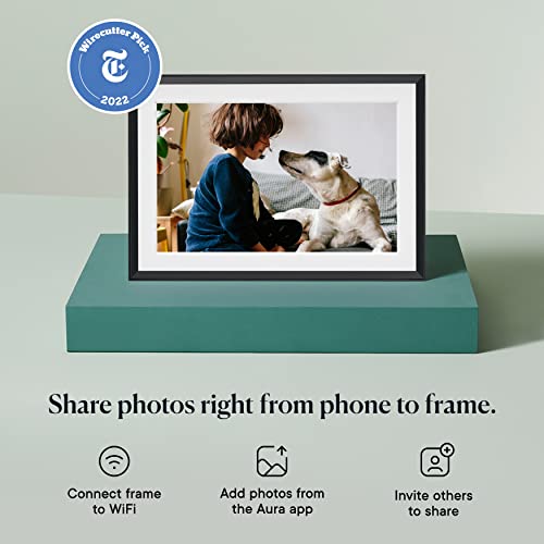 Aura Carver WiFi Digital Picture Frame | The Best Digital Frame for Gifting | Send Photos from Your Phone | Quick, Easy Setup in Aura App | Free Unlimited Storage | Gravel with White Mat