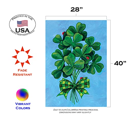 Toland Home Garden 102589 Shamrock Bouquet St Patricks Day Flag 28x40 Inch Double Sided St Patricks Day Garden Flag for Outdoor House St Pats Flag Yard Decoration