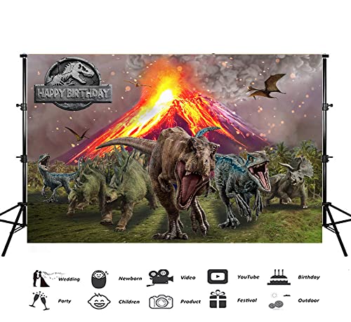 Mohoto 7X5ft Kids Jurassic Dinosaur World Backdrops, 3D Dinosaur Volcanic Background for Children Portrait Photo Studio Booth Props