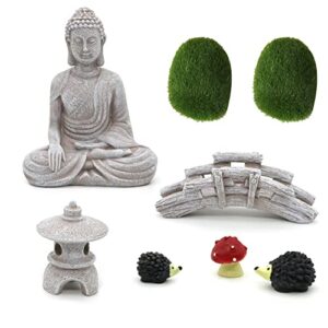 meditation buddha zen garden accessories – miniature buddha garden decoration diy tabletop rock sand garden ornaments micro landscape fairy garden terrarium decor zen gifts indoor outdoor decor