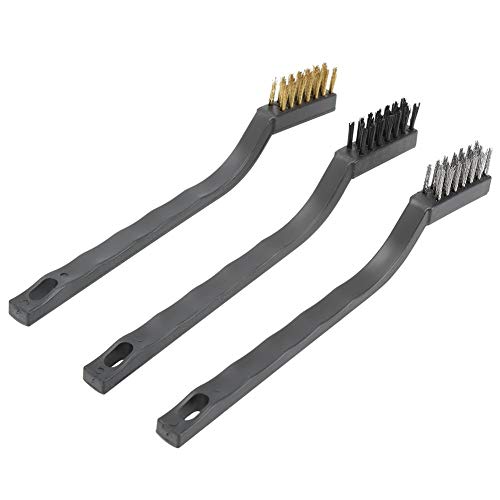 Fdit 3pcs Mini Wire Brush Curved Handle Masonry Brush Wire Bristle for Cleaning Tree Trunk Burr Bonsai Brush Garden Cleaning Tool