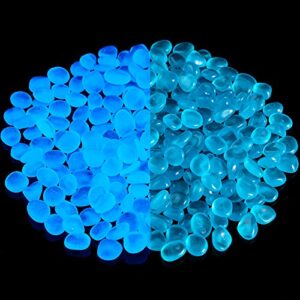 900 Pieces Glow in The Dark Rocks Glowing Stones 1/2 Inch Decor Pebble Stones for Garden, Walkway, Potted Plant, Flower Bed, Fish Tank Aquarium (Lake Blue)