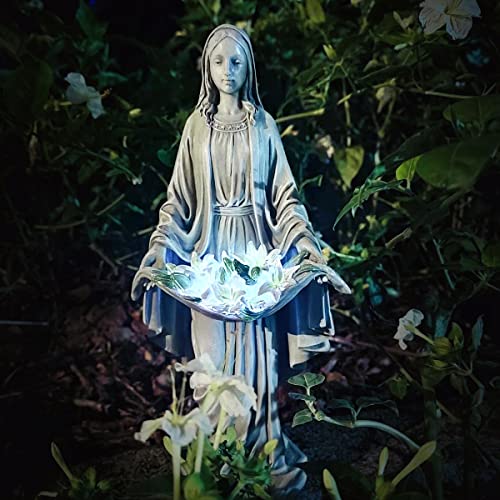 CHRUI Virgin Mary Outdoor Garden Decor Statues, Outdoor Patio Angel Art Garden Cemetery Decorations Statue for Patio, Lawn, Yard Decoration, Housewarming Garden Unique Gift