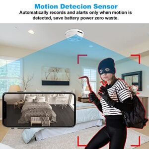 FUVISION Hidden Camera Smoke Detector, Spy Camera HD 1080p Wireless Security Camera with Night Vision and Motion Detection Remote App Control for Home Security, Home Elderly Pet, 180 Days Standby