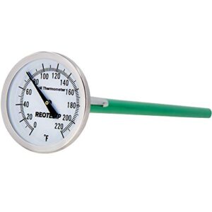 reotemp k82-3 soil thermometer, 7 inch stem, waterproof, for seeding and transplanting garden temperature measurement, 0-220 fahrenheit