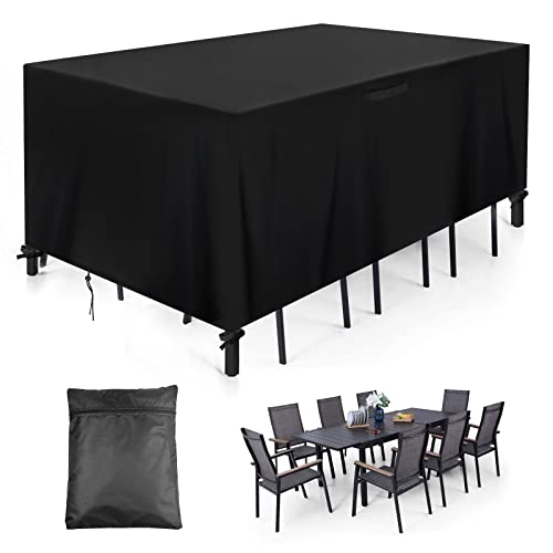 Relime Patio Furniture Covers, 106 x 70 x 35 inch Waterproof Patio Cover, Durable 420D UV Protection Outdoor Table Set Cover with 4 Windproof Buckles No Tears Anti UV No Fading