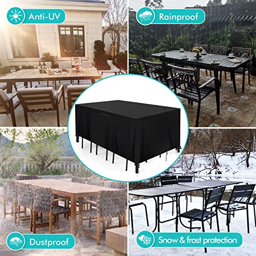 Relime Patio Furniture Covers, 106 x 70 x 35 inch Waterproof Patio Cover, Durable 420D UV Protection Outdoor Table Set Cover with 4 Windproof Buckles No Tears Anti UV No Fading