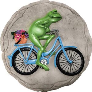 Spoontiques - Garden Décor - Frog on Bicycle Stepping Stone - Decorative Stone for Garden