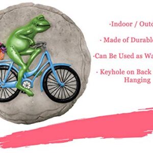 Spoontiques - Garden Décor - Frog on Bicycle Stepping Stone - Decorative Stone for Garden