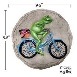 Spoontiques - Garden Décor - Frog on Bicycle Stepping Stone - Decorative Stone for Garden