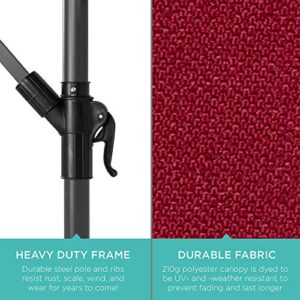 Best Choice Products 10ft Offset Hanging Market Patio Umbrella w/Easy Tilt Adjustment, Polyester Shade, 8 Ribs for Backyard, Poolside, Lawn and Garden - Burgundy