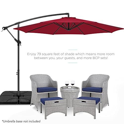 Best Choice Products 10ft Offset Hanging Market Patio Umbrella w/Easy Tilt Adjustment, Polyester Shade, 8 Ribs for Backyard, Poolside, Lawn and Garden - Burgundy