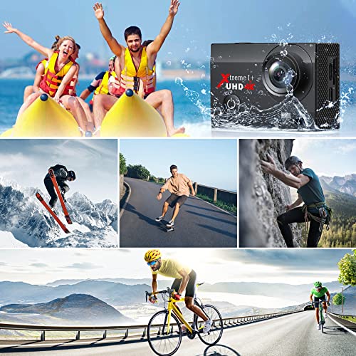 4K 20MP WiFi Action Camera 131FT Underwater Waterproof Camera 2.0'' LCD Screen 170° Wide Angle EIS Sports Cam with External Mic 2.4G Remote Control 2x1050mAh Batteries and Helmet Accessories Kit