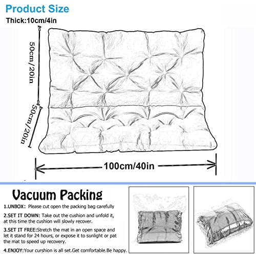 2 Seater Outdoor Glider Cushions Replacement, Bench Cushion for Outdoor Furniture Waterproof Thick Porch Swing Cushions with Backrest Ties for Garden Patio(Coffee 40x40 inch)