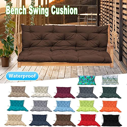 2 Seater Outdoor Glider Cushions Replacement, Bench Cushion for Outdoor Furniture Waterproof Thick Porch Swing Cushions with Backrest Ties for Garden Patio(Coffee 40x40 inch)